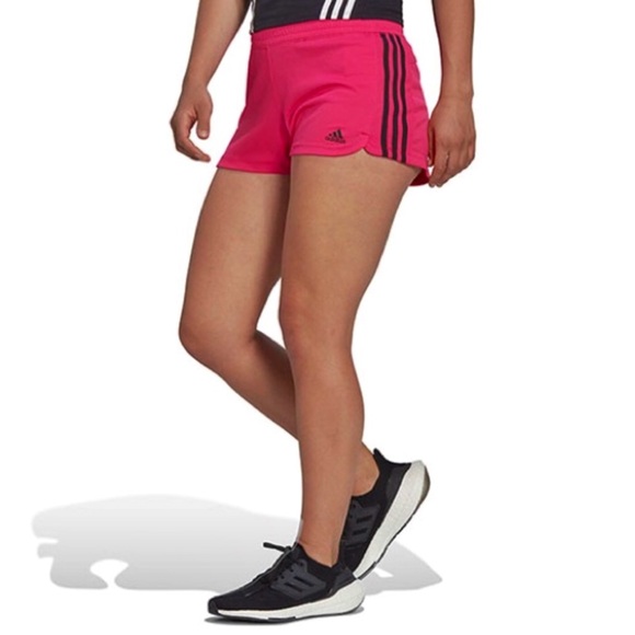adidas | Shorts | Nwt Hot Pink Black Pacer 3s Adidas Athletic Shorts ...